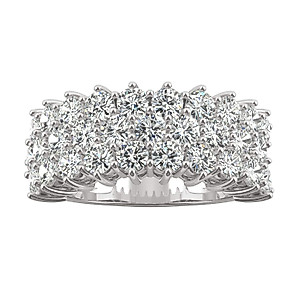 White Gold 3.0mm Moissanite by Charles & Colvard Round Three-Row Band Size 7 3.00cttw DEW