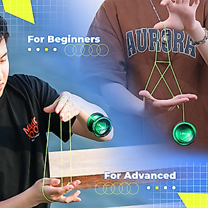 MAGICYOYO Pack of 2 Yoyos - Professional Responsive Yoyo for Kids Beginner, Metal Yo yo V6+Plastic Yoyo K2, Dual Purpose Yoyo with Unresponsive Yoyo Bearing for Adults+12 Yoyo Strings+Removal Tool