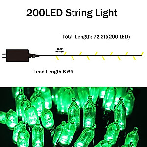 Vicila 200 LED Green Christmas String Lights, Mini String Lights Outdoor 8 Modes Connectable Fairy Lights for Garden, Patio, Yard, Holiday, Xmas Tree, Halloween Decor