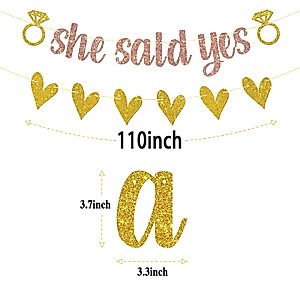 She Said Yes Banner - Just Engaged Decorations, Wedding, Engagement, Bridal Shower Party Decorations ( Rose Gold）