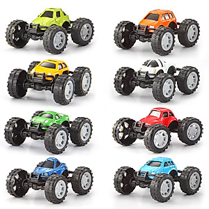 JOYIN 8 Pcs Prefilled Easter Eggs with Monster Truck Car Toys for Kids Boys Easter Eggs Hunt, Easter Basket Stuffers/Fillers, Filling Treats, Party Favor, Classroom Prize Supplies