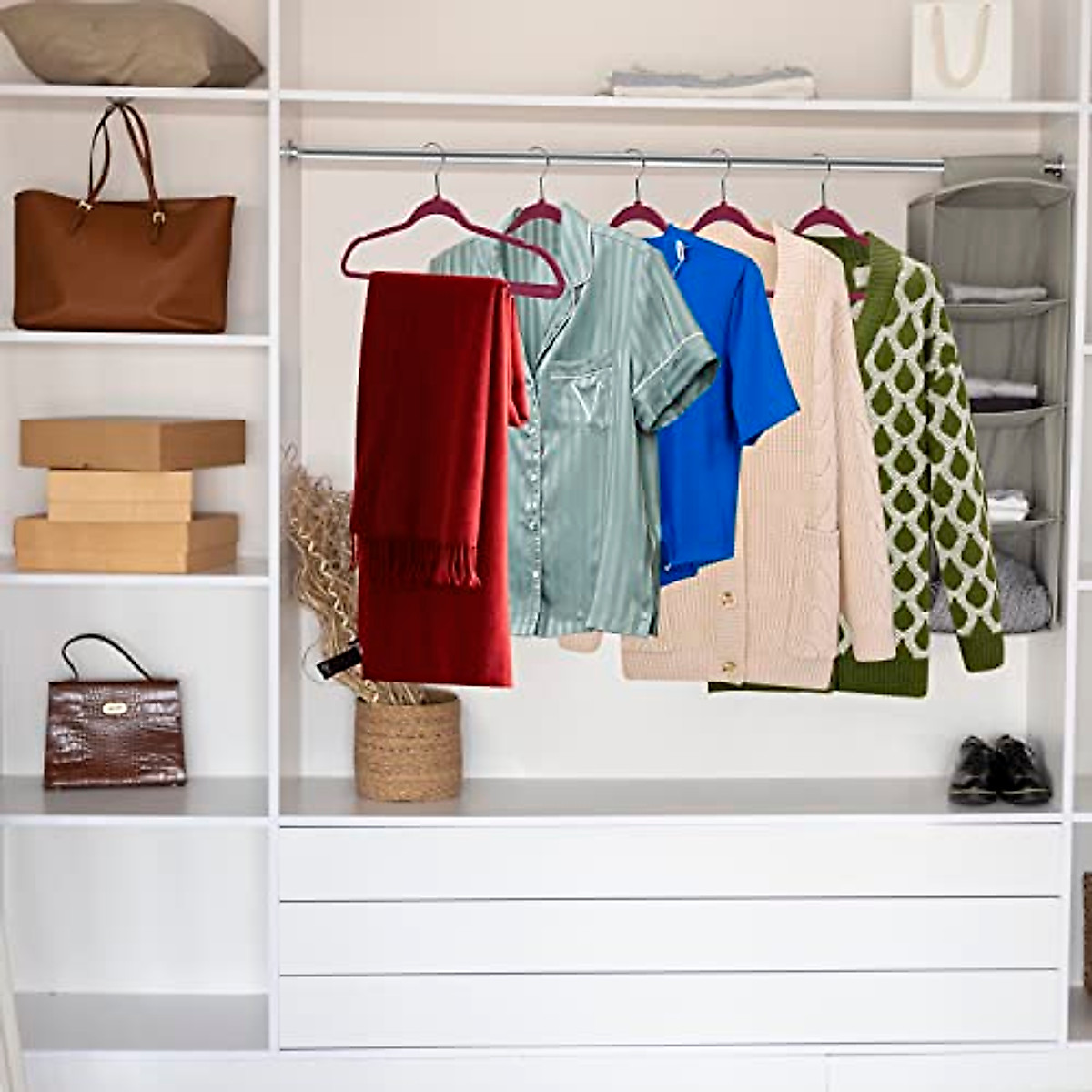 Quality Hangers Clothes Hangers 50 Pack - Non-Velvet Plastic Hangers for Clothes -Heavy Duty Coat Hanger Set -Space-Saving Closet Hangers with Chrome Swivel Hook, Non-Flocked Hangers, Raspberry