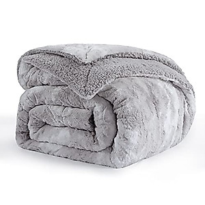Aisbo Soft Faux Fur Blanket Throw Grey - Luxury Fuzzy Fluffy Warm Throw Blankets for Couch, Sofa, Thick Shaggy Small Blanket Tie Dye, 50x60 Inch