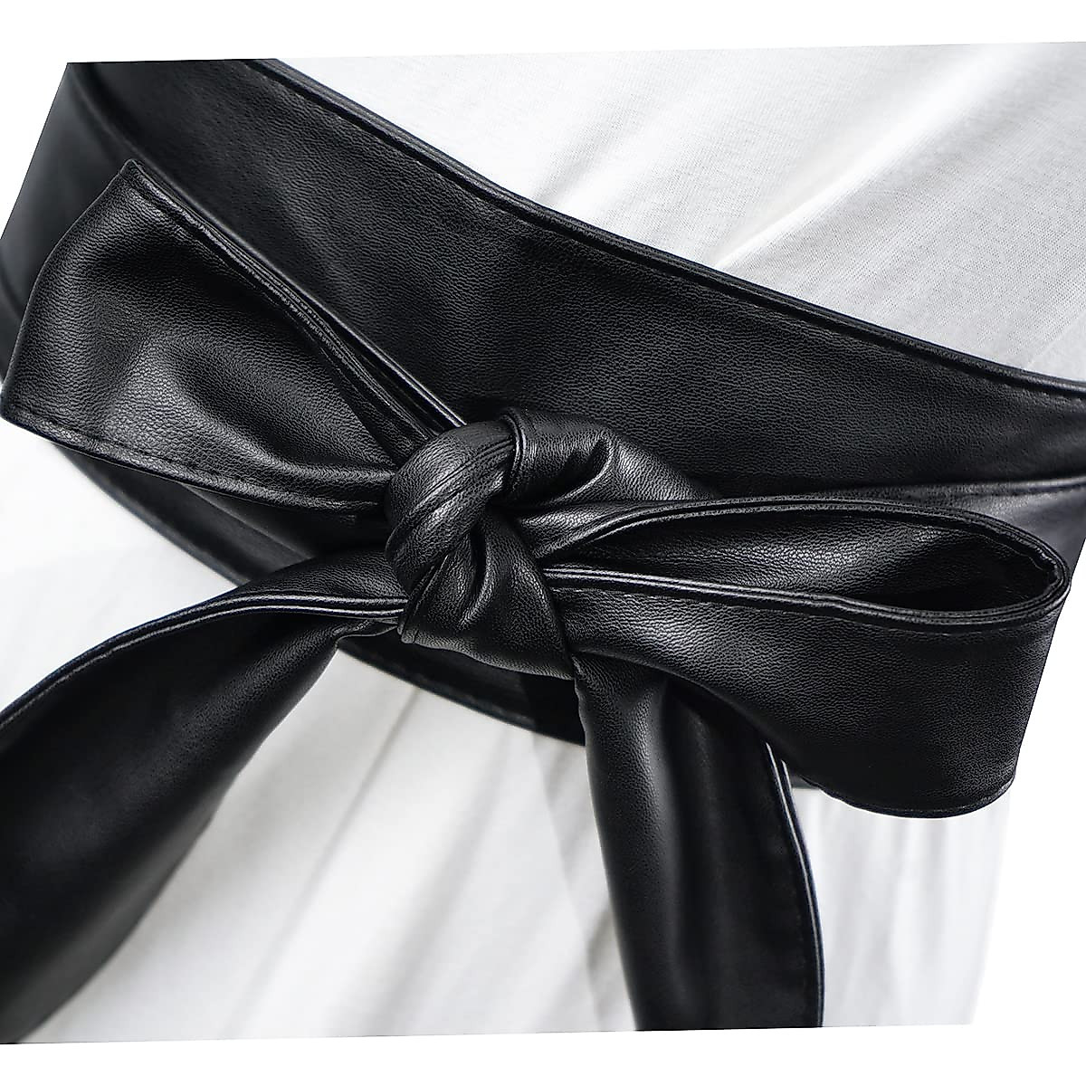 Glamorstar Wrap Belts for Women Dresses Wide Leather Cinch Tie Knot Waist Belts Black 94.5IN/240CM