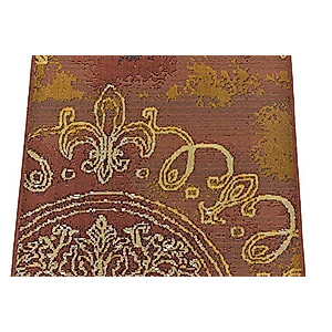 Unique Loom Outdoor Modern Collection Area Rug - Trio (2' x 6' 1" Runner, Rust Red/ Gold)