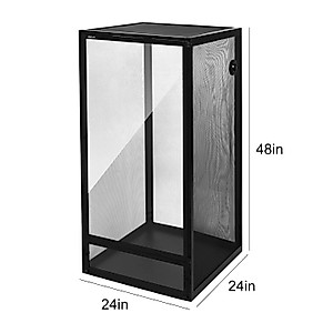 REPTI ZOO 120 Gallon Foldable Reptile Open Fresh Air Aluminum Screen Cage,Black Extra Large Reptiles Habitat Chameleon Breeding Cages 24x24x48-inches