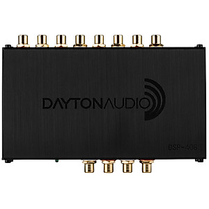Dayton Audio DSP-408 4 Input 8 Output DSP Digital Signal Processor with Built-in EQ, Crossovers, Time Alignment, and Input/Output Mixing for Home and Car Audio