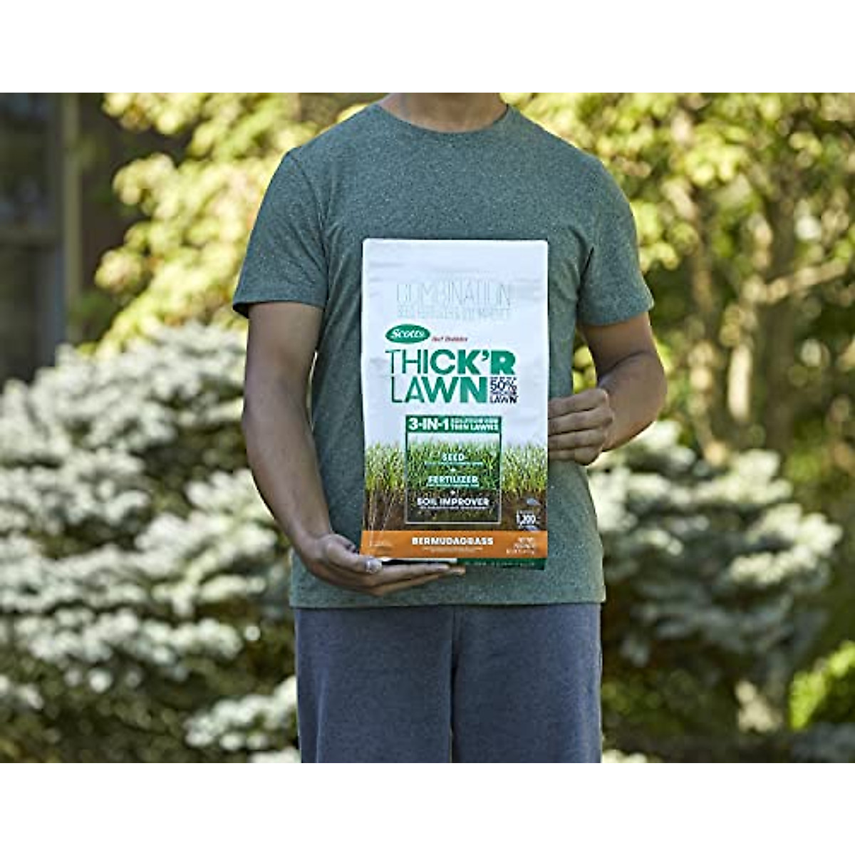 Scotts Turf Builder Thick'R Lawn Bermudagrass: Seed, Fertilizer, Soil Improver, 12 lbs., 2-Pack