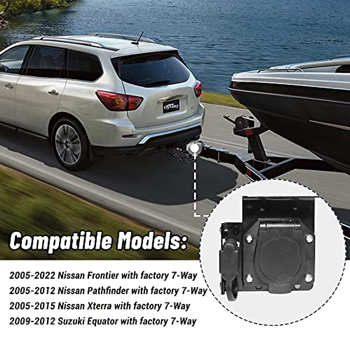 Oyviny 4 Way Flat and RV 7 Way Trailer Wiring Harness for Nissan Frontier 2005-2022/Nissan Xterra 2005-2015/Nissan Pathfinder 2005-2012/Suzuki Equator 2009-2012, Factory Tow Package Required