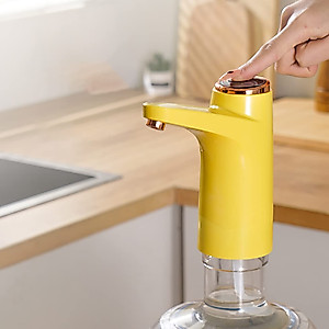 Water Bottle Pump for 5 Gallon Water Bottle Dispenser Pump SystemUSB Charging Automatic Drinking Water Pump Portable Electric Water Dispenser (Yellow)