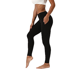 Kaleilo Women's Yoga Pants High Waist Tummy Control Butt Lifting Gym Sport Workout Leggings Black Medium