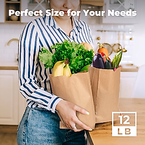 Fit Meal Prep 150 Pack 12 lb Brown Paper Lunch Bags, 13 x 7 x 4.5" Durable Paper Bags Bulk for Packing, Delivery, Take Out, Grocery, Retail Shopping, Premium Kraft Paper Sack for Snacks, Bakery