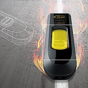 TEAMGROUP C145 128GB 2 Pack USB 3.2 Gen 1 (3.1/3.0) Read 100MB/s Flash Thumb Drive, External Data Storage Memory Stick Compatible with Computer/Laptop (Black-Yellow) TC1453128GY22