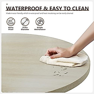 Round Coffee Table, Modern Small Coffee Table Sofa Table Tea Table for Living Room, Office Desk, Balcony, Easy to Install,Wood Desktop and Metal Legs (Nature Oak)