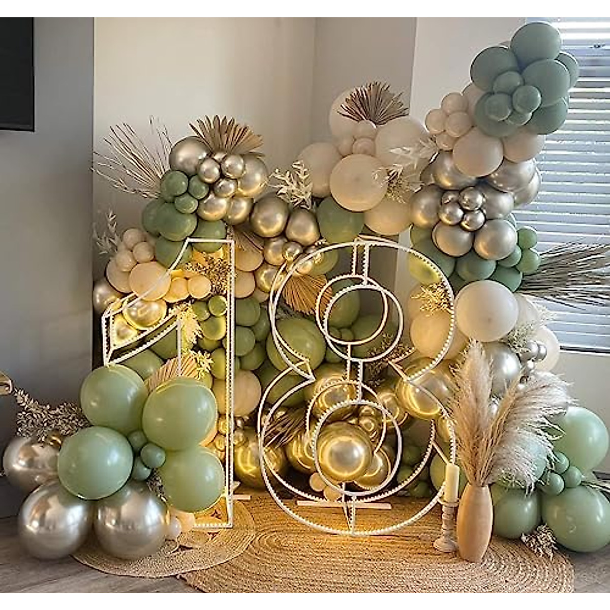 Sage Green Balloon Garland Arch Kit 139PCS Avocado Green Sand White Metallic Gold Neutral Latex Balloons for Baby Shower Bridal Shower Birthday Party Decorations