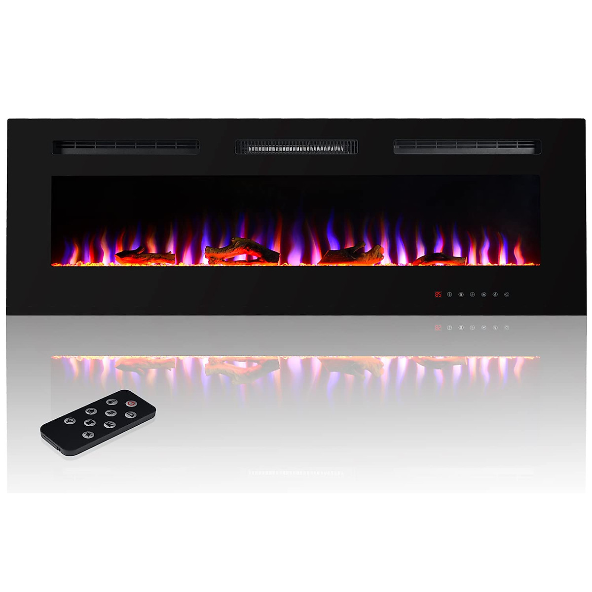 KEGIAN 50" Electric Fireplace, Wall Mounted and Recessed Electric Fireplace Inserts with Remote Control, Adjustable Flame Color, 750w/1500w, Black…