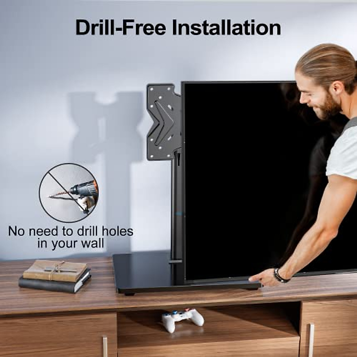 PERLESMITH Swivel Universal TV Stand/Base - Table Top TV Stand for 19-43 inch LCD LED TVs/Monitor/PC - Height Adjustable TV Mount Stand with Tempered Glass Base, VESA 200x200mm, PSTVS07