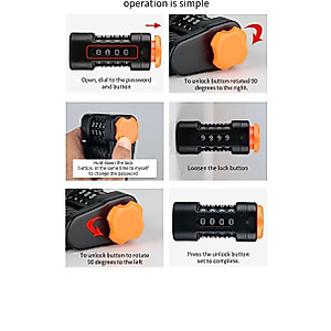 Foldable Bike Password Lock, 4-Digit Combination Folding Chain Lock with Mount Bracket, Heavy Duty Alloy Steel, Anti-Scratch, Coating, Waterproof, Anti-Rust