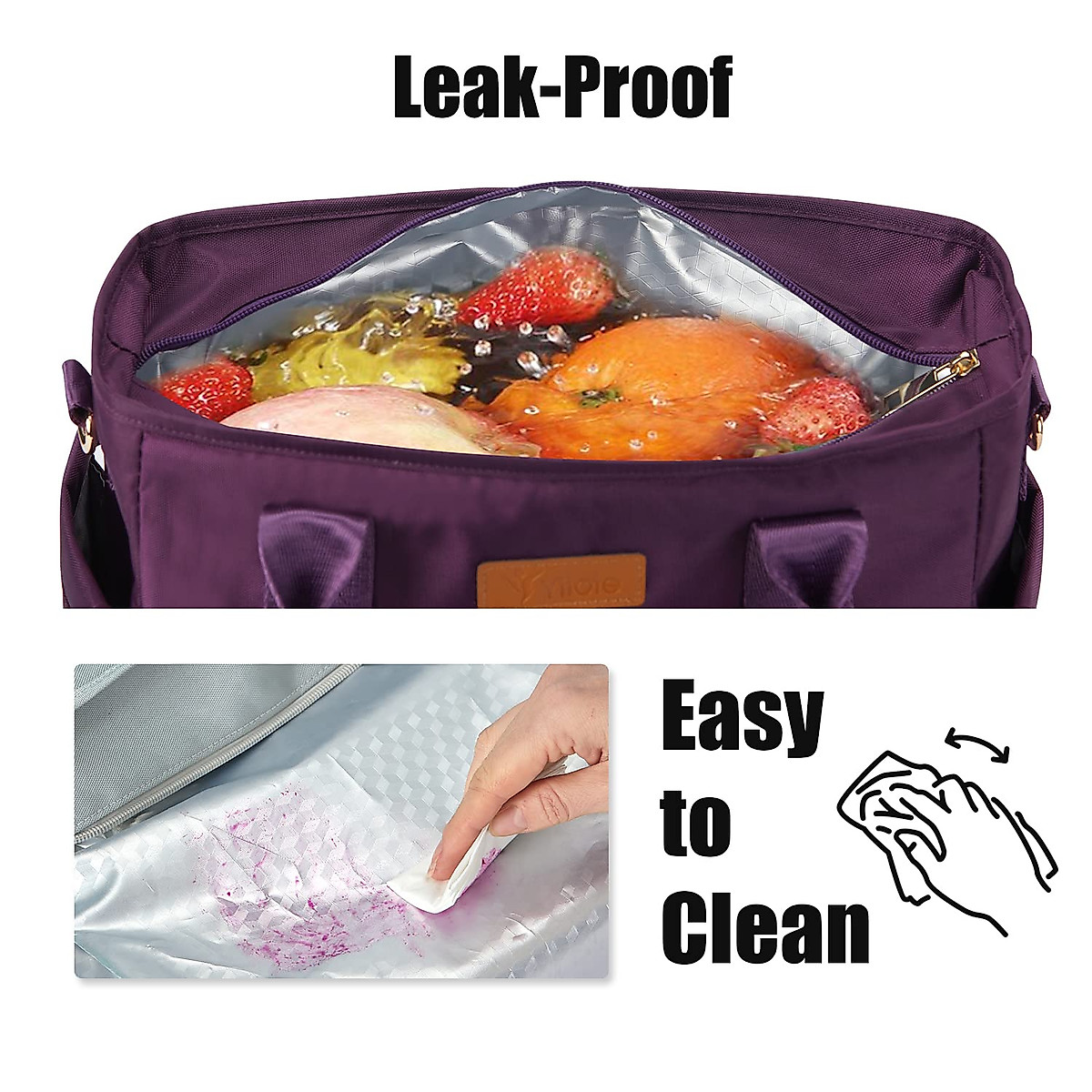 Yitote Lunch Bag Women Insulated with 4 Icepacks,Cute Lunch Bags for Women with Bottle Holder,Lunch Box for Women Lunch Bag with Adjustable Shoulder Strap,Women Lunch Bags for Work (Black)