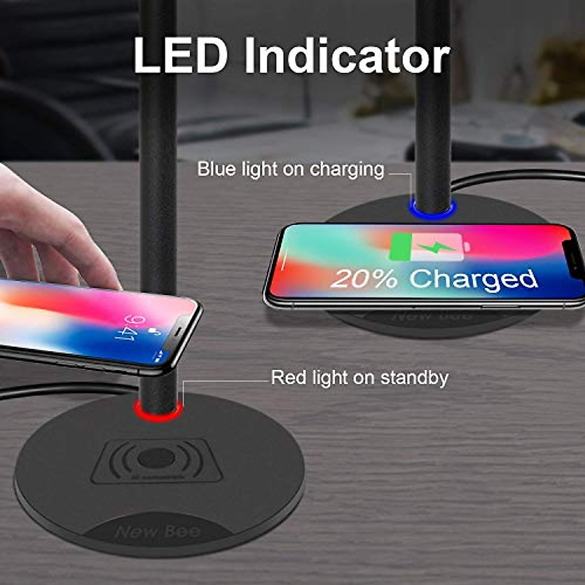 Headphone Stand Gaming Headset Stand with Wireless Charging Sturdy 2-in-1 Headset Holder & Wireless Charger for iPhone 8/8 Plus/X Samsung S8/S8 PlusS7/S7 Edge/S6/S6 Edge