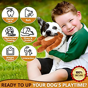 TonyEst Dog Toys, Squeaky Dog Toys for Puppies, Small, Medium and Large Dogs, Durable Plush Dog Toys for Teething and Boredom, Interestingly Dog Toys Bear to Keep Them Busy