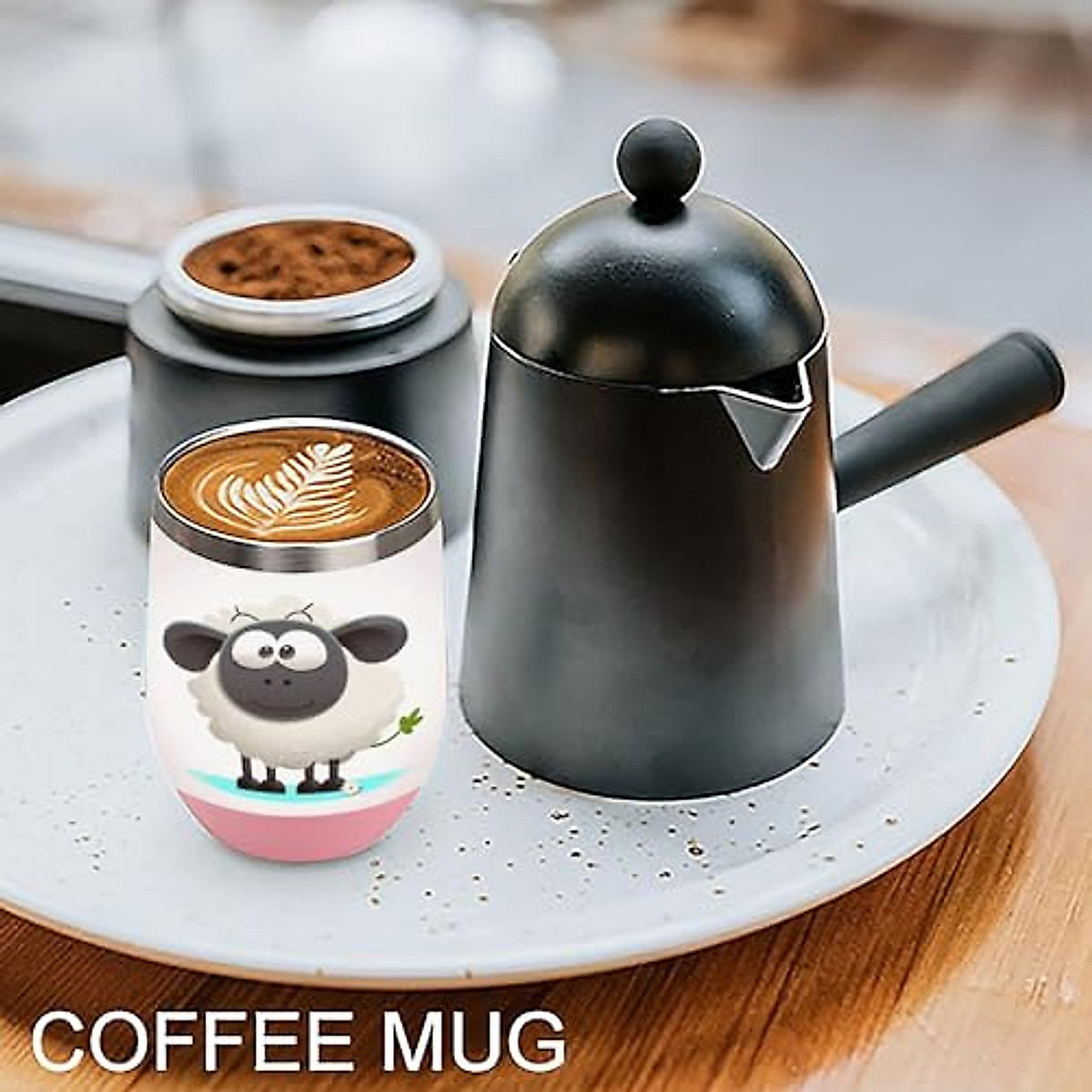 WYUSPGK 304 Stainless Steel Insulated Cup, Sheep Print Smooth Rim, Durable & Reusable - Perfect for Office, Home, And Travel