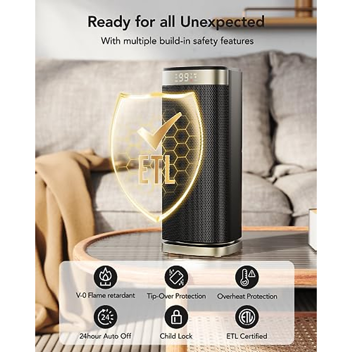 iDOO Space Heater, Portable Electric Heaters for Indoor Use, PTC Ceramic Heating with Thermostat for small Bedroom, Large Room & Office, Remote, 70° Oscillation, 24H Timer, christmas Gifts for home