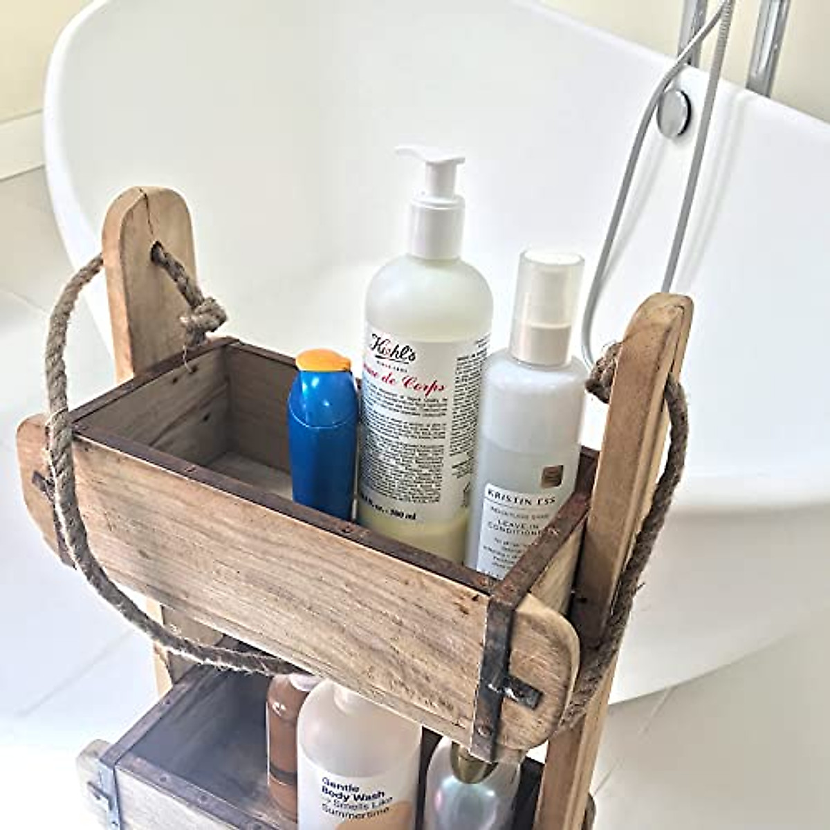 WHW Whole House Worlds Rustic Wall Hanging Shelves, 3 Brick Box Wall Rack, Recycled Wood, 5.5 Wide x 11.75 Long x 30 Inches Tall, 10.25 lbs