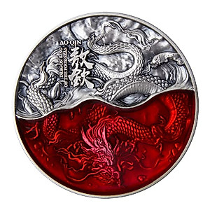 2022 Chamber of Wonders Ao Qin/Vermillion Dragon 2oz 999 Fine Silver Coin 10000 Francs Chad 2022 Antiqued Ultra-High Relief
