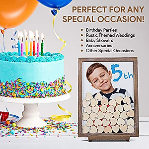 GLM Wedding Guest Book Alternative with Sign, 85 Hearts and 2 Large Hearts, Guest Book Alternatives, Alternative Guest Book Wedding Reception, Guest Sign in Wedding Decorations for Reception (Brown)