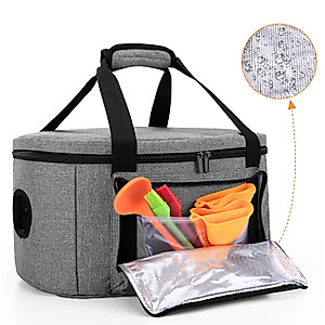 Luxja Insulated Slow Cooker Bag (with a Bottom Pad and Lid Fasten Straps), Slow Cooker Carrier Fits for Most 6-8 Quart Oval Slow Cooker, Gray