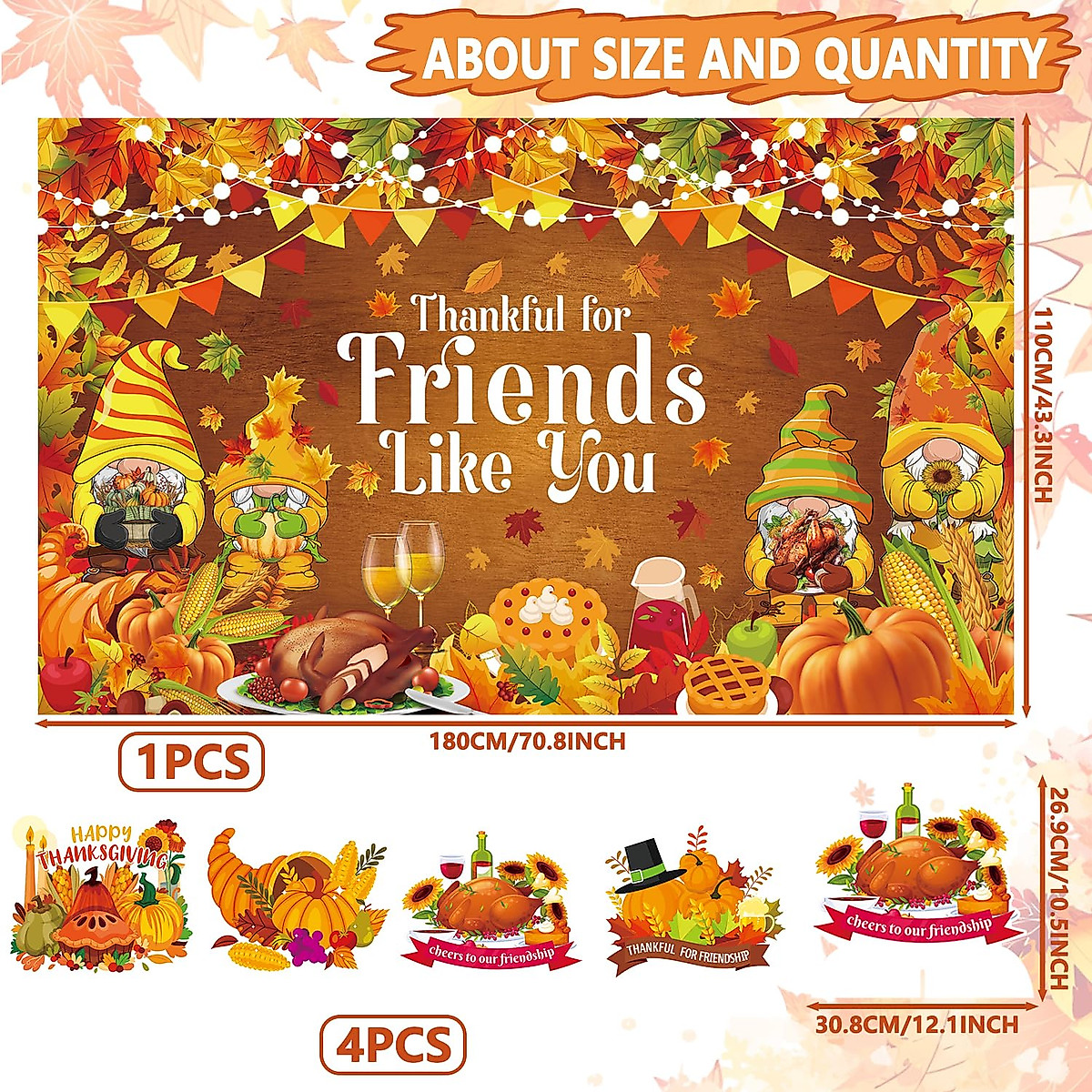 Friendsgiving Decorations Kit, Friendsgiving Party Decorations Thanksful for Friends Banner Backdrop, Happy Friendsgiving Honeycomb Centerpiece Hanging Swirls for Thanksgiving Decorations Indoor