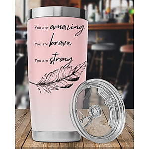 You Are Amazing Strong and Brave Gifts for Women, Personalized Frienshipship Gifts Women, Inspirational Gifts for Sister Friend Coworker Daughter, 20 oz Insulated Stainless Steel