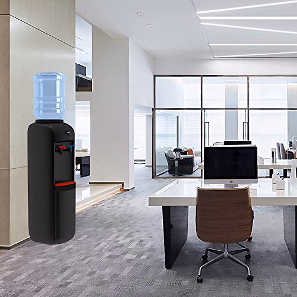 Top Loading Water Dispenser, Water Cooler with Compressor Cooling, Child Safety Lock, Energy Saving, ETL Approved - Hot, Cold & Room Water, 3 Temp Settings, Black