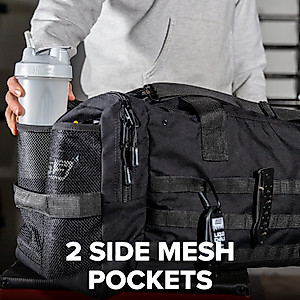 Serious Steel Fitness Gym Bag | 1000D Nylon Duffel Bag | Heavy Duty (Mid BUD - Black)