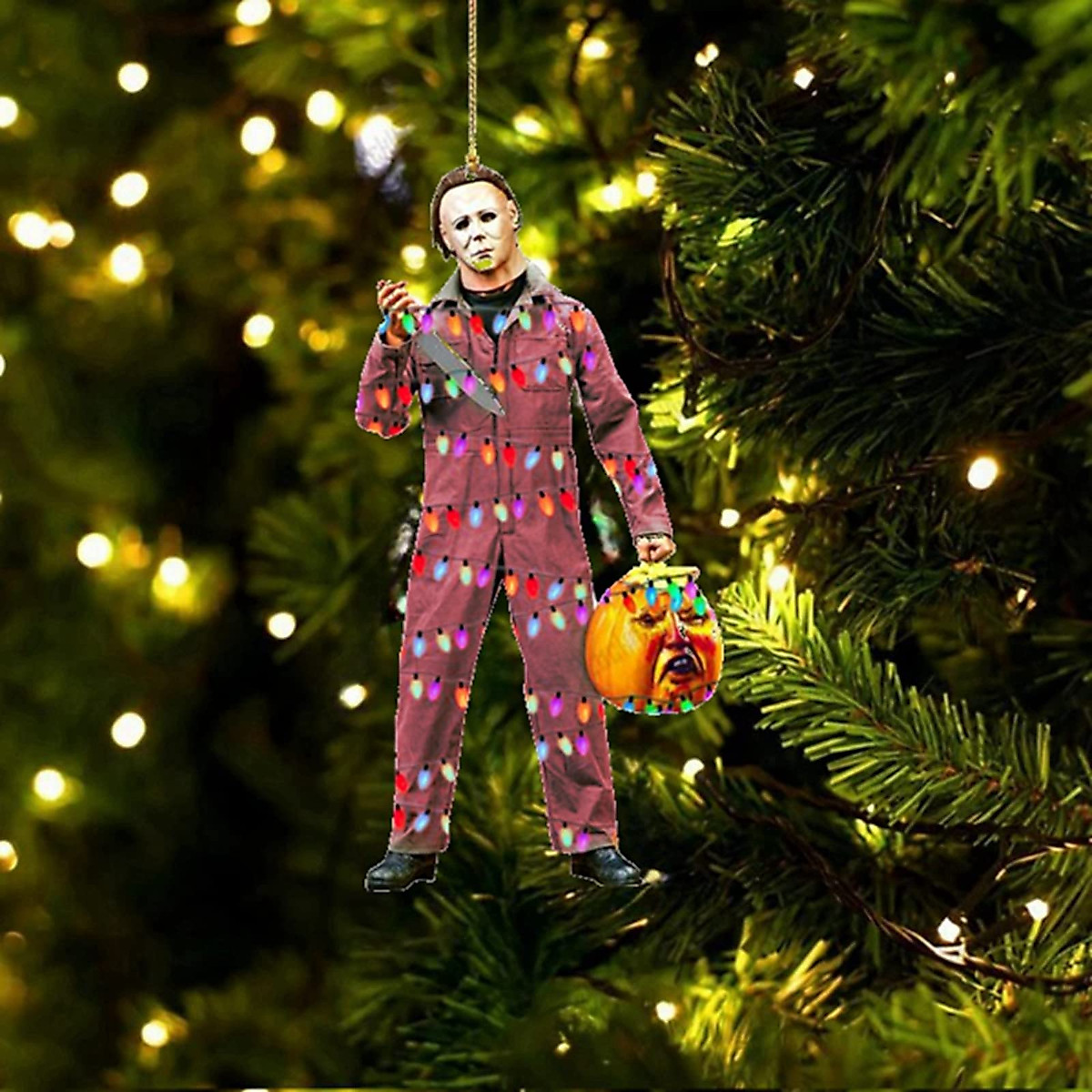 Halloween Dolls Pendant Horror Toys Zombies Skeleton Dwarf Decoration Car Rear View Mirror Pendant Hanging Festival Gifts, Red