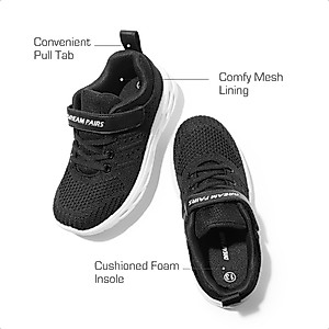 DREAM PAIRS Boys Girls Shoes Kids Tennis Running Athletic School Sneakers for Little/Big Kid,Size 13 Little Kid,BLACK,KD18001K