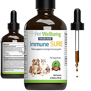 Pet Wellbeing Immune Sure for Dogs & Cats - Vet-Formulated - Immune System Support & Protections - Natural Herbal Supplement 4 oz (118 ml)
