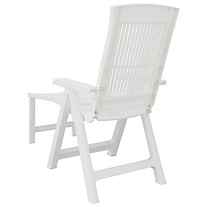 loibinfen Outdoor Foldable Sun Lounger, PP Outdoor Chaise Lounge Chair, Foldable Beach Sunbathing Lounger, Lounge Chair Recliner for Patio, Poolside, Garden, White Plastic,-23