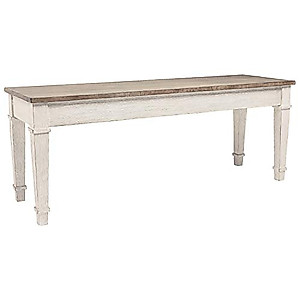 Signature Design by Ashley Skempton Farmhouse Storage Bench, White & Light Brown