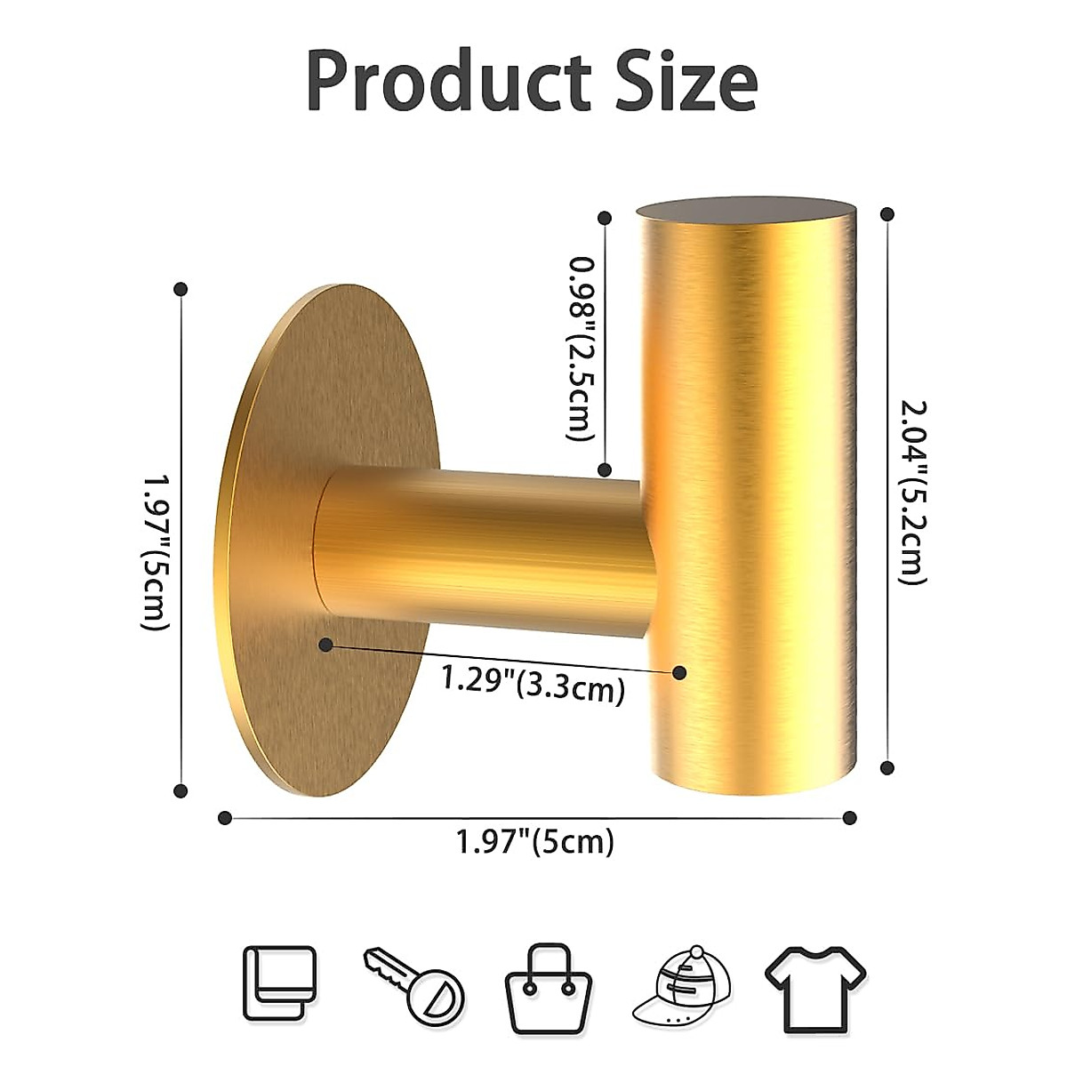 lmytdo Towel Hooks for Bathrooms, Coat/Robe Hook Gold Stainless Steel Heavy Duty Hangers for Bedroom Kitchen Livingroom Garage Hotel Shower Hooks (2 Pack