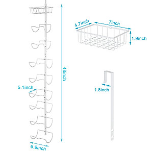 X-cosrack 9-Tier Over The Door Towel Racks for Bathroom - Wall Mounted Metal Towel Holder-Rolled Towel Organizer Door Hanging Towel Storage-Matte White