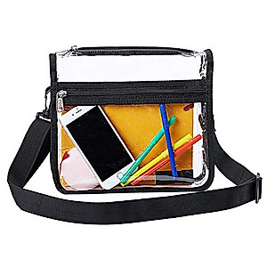 Edraco Clear Crossbody Purse Bag - Stadium Approved, Gym Clear Shoulder Tote Bag with Front Pocket and Adjustable Strap for Women, Men
