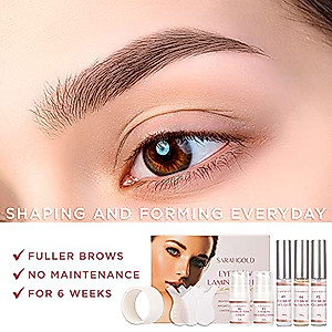 Sarah Gold Brow Lamination Kit, Eyebrow Lamination Kit, Eyebrow Perm Kit, Instant DIY Eye Brow Lift Kit for Fuller, Thicker, At Home DIY Perm For Your Brows, Lasts For 6-8 Weeks