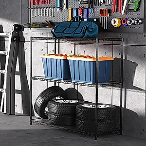 3 Tier NSF Metal Shelf Wire Shelving Unit - Black Set of 2, 1050lbs Capacity Heavy Duty Adjustable Storage Rack with Shelf Liners, Extensible to 6 Tier 2100lbs Shelving Designs, 48" H x 48" L x 18" D