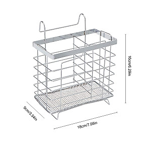 SHERCHPRY Utensil Holder Drying Rack Flatware Storage Basket 2 Divided Stainless Steel Cutlery Silverware Organizer Draining with Hooks for Chopstick Spoon Fork