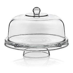 Libbey Selene 6-in-1 Multiuse Glass Server, Punch Bowl, Chip and Dip Bowl, Cake Stand