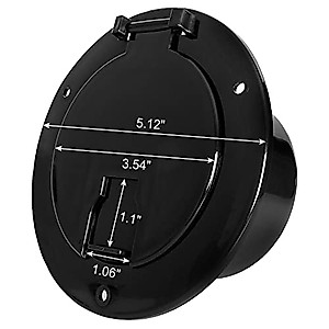 RV 5 Inch Round Electric Cable Hatch for 30 and 50 Amp Cords, RV Power Cord Cable Hatch Cover Compatible with Coleman Jayco Pop-Up Camper Travel Tent Trailer Motorhome (Black)