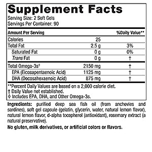 Nordic Naturals Ultimate Omega 2X, Lemon Flavor - 180 Soft Gels - 2150 mg Omega-3 - High-Potency Omega-3 Fish Oil with EPA & DHA - Promotes Brain & Heart Health - Non-GMO - 90 Servings