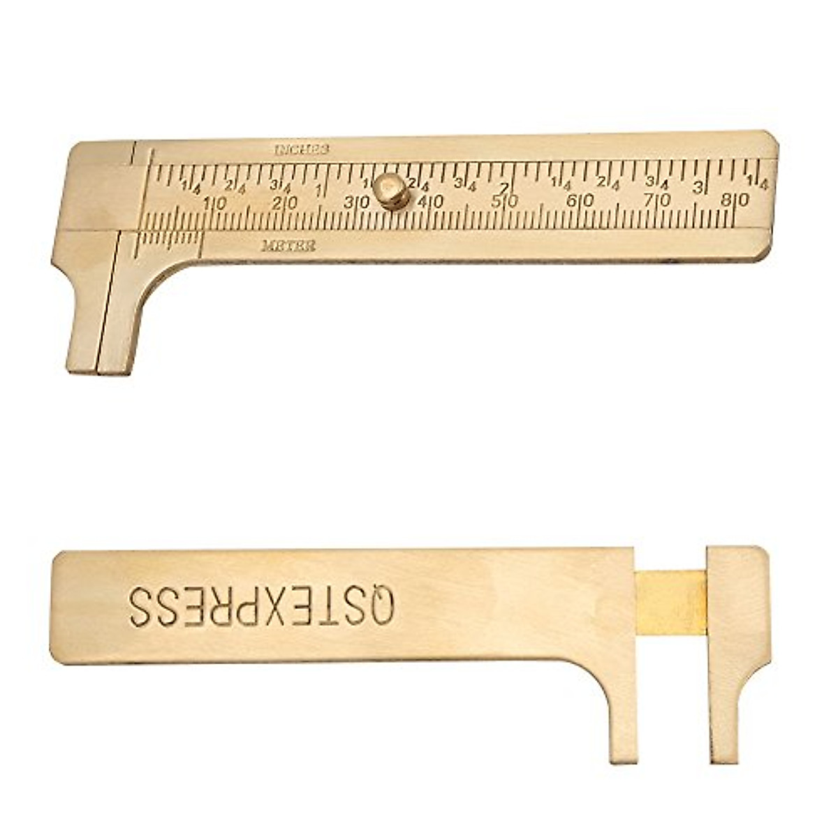 Handy Brass Sliding Gauge Brass Vernier Caliper Ruler Measuring Tool Double Scales mm/inch Mini Brass Pocket Ruler Measuring Tool (80mm)